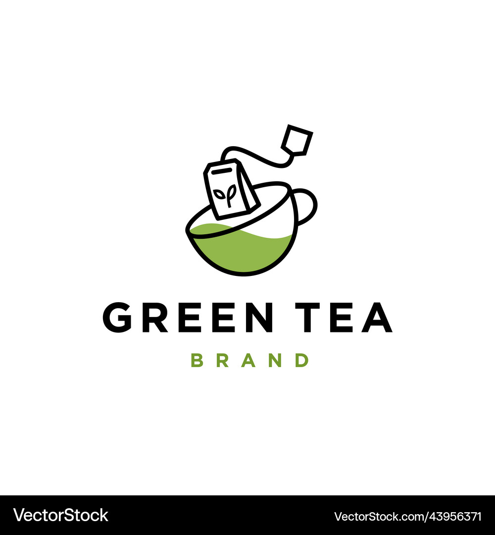 Herbal tea logo icon green in a cup Royalty Free Vector