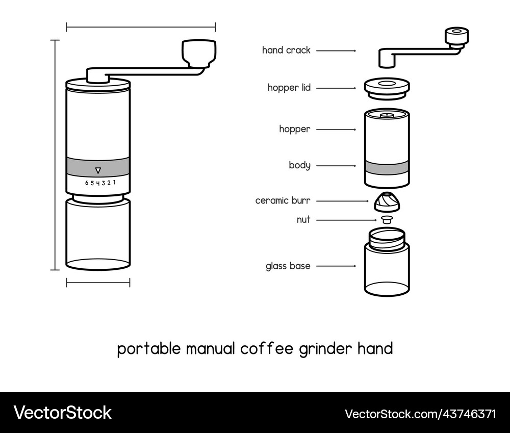 Home portable manual coffee grinder hand coffee Vector Image