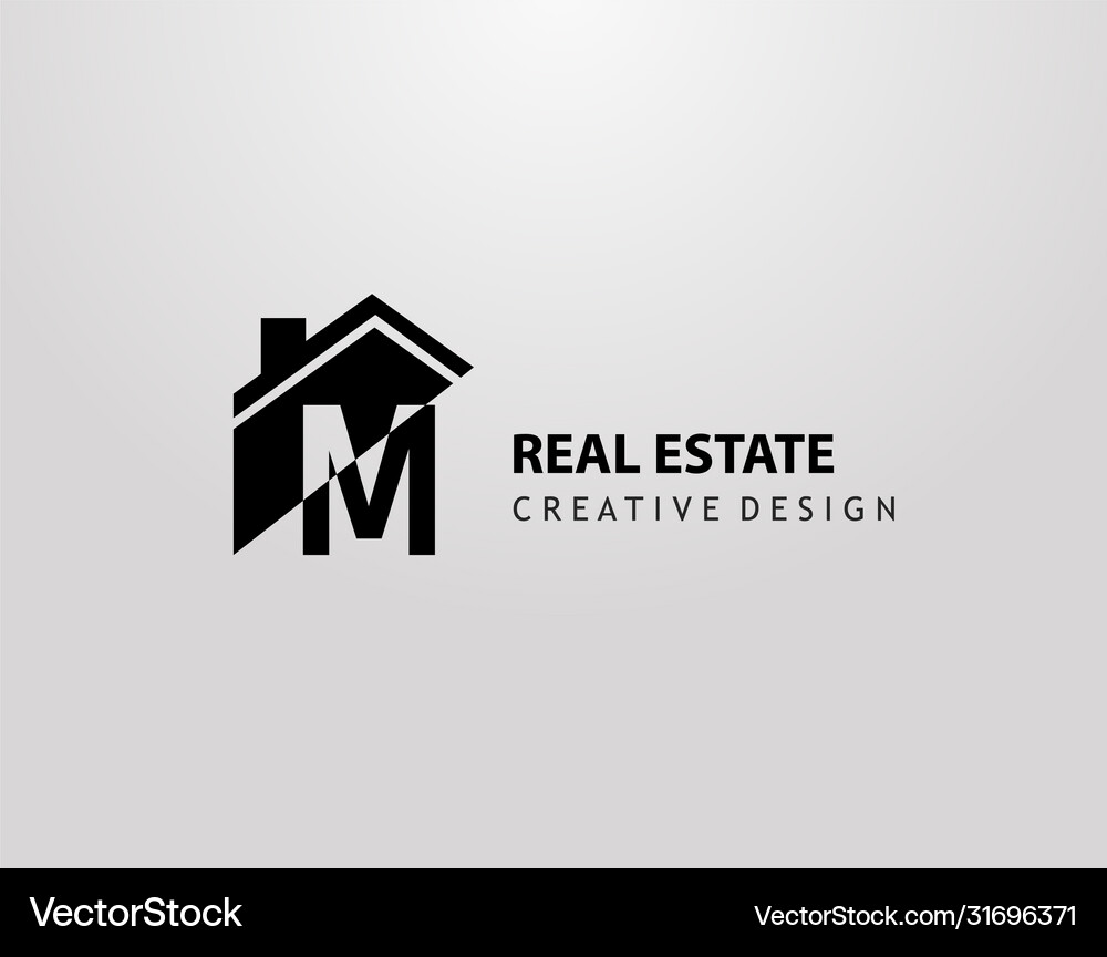 M letter logo house shape with negative h Vector Image