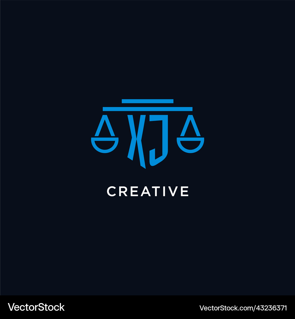 Xj monogram initial logo with scales of justice Vector Image