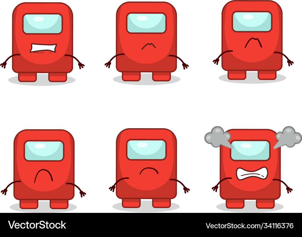 Among us red cartoon character with various angry Vector Image