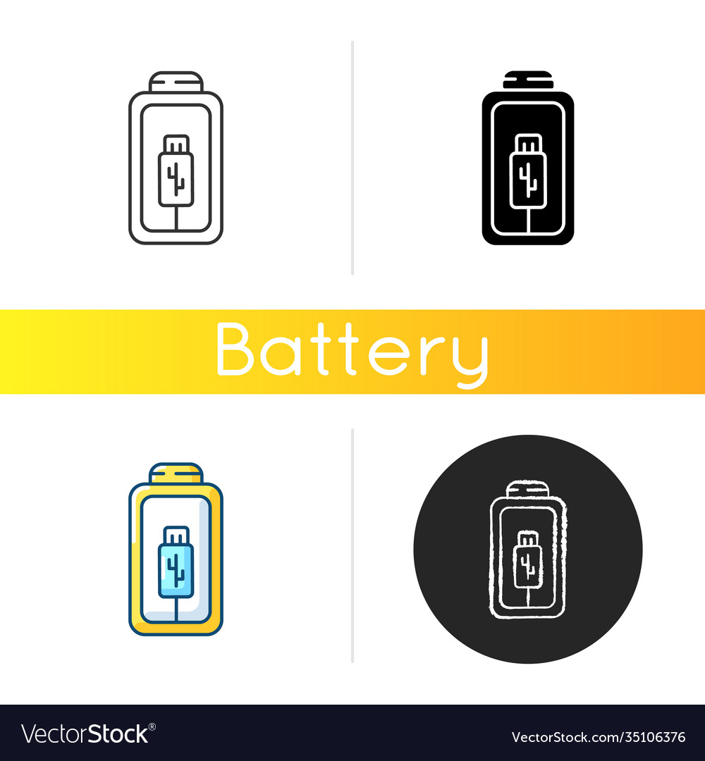 Battery charging using cable icon Royalty Free Vector Image