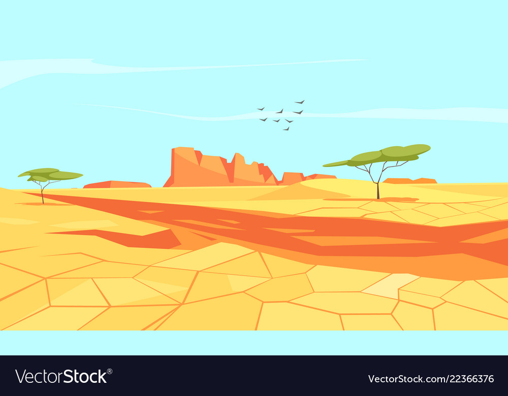 Deserted land flat composition Royalty Free Vector Image