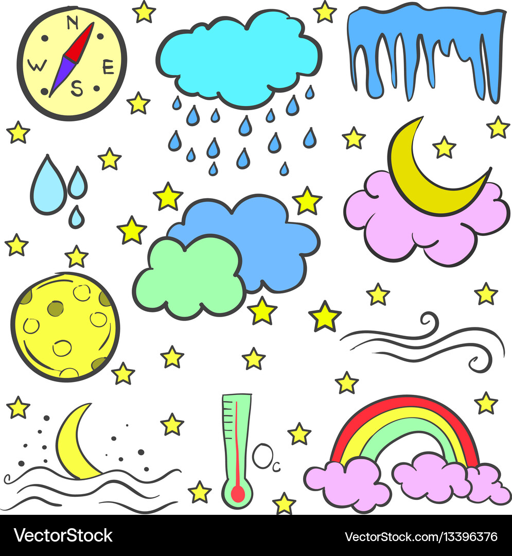 Doodle of weather set element Royalty Free Vector Image