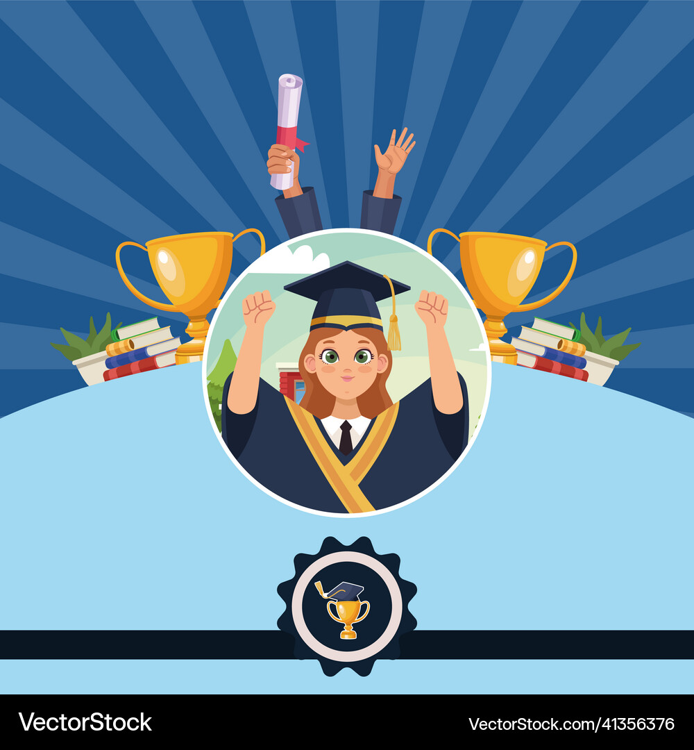Female graduate in diploma Royalty Free Vector Image