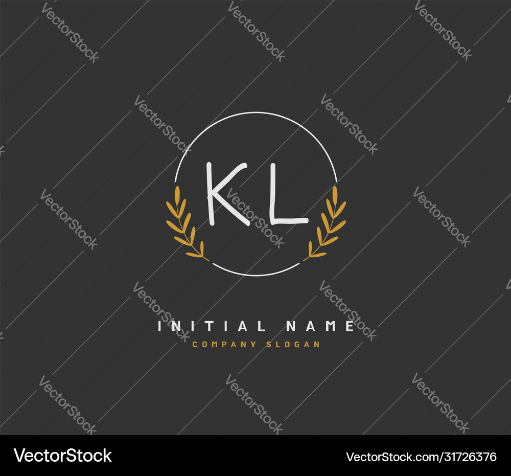 K l kl beauty initial logo handwriting logo Vector Image