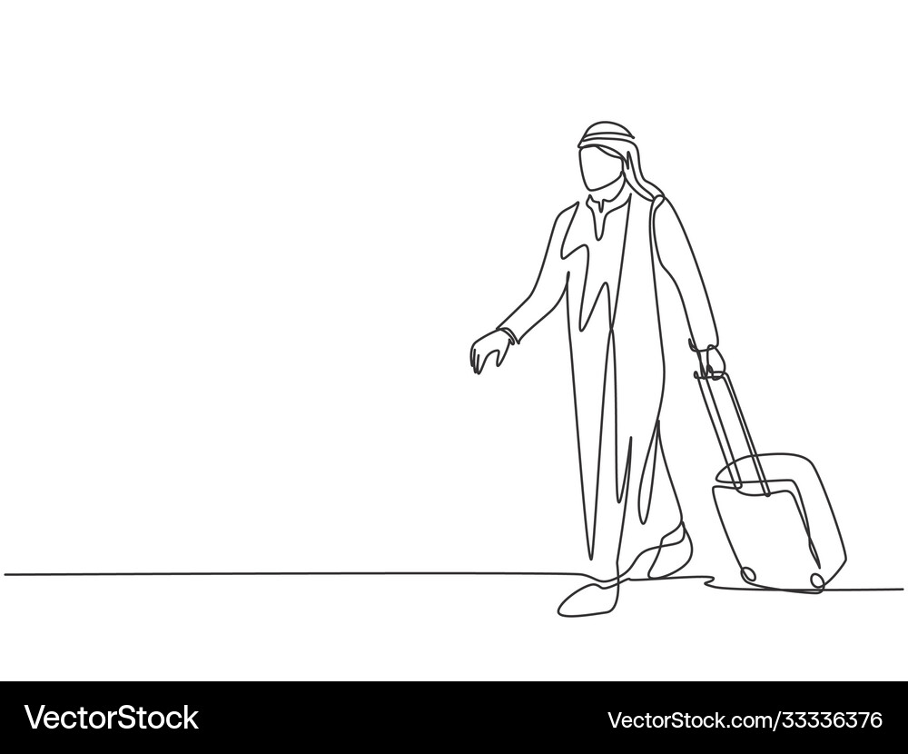 One single line drawing young happy male Vector Image