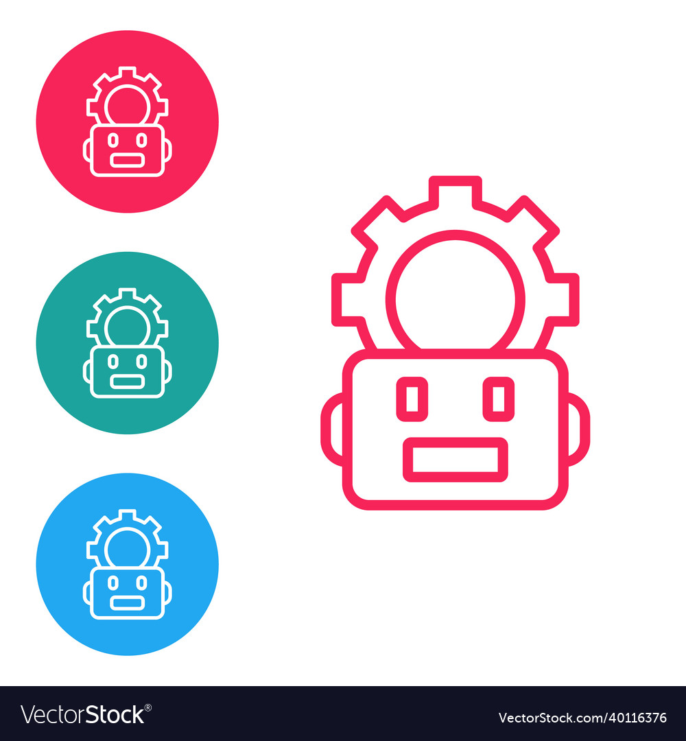 Red line robot setting icon isolated on white Vector Image Red line robot setting icon isolated on white Vector Image