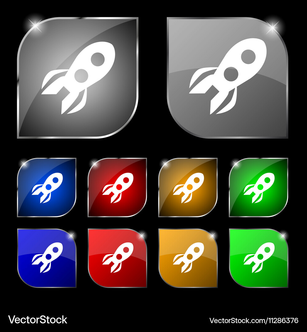 Rocket icon sign set ten colorful buttons Vector Image