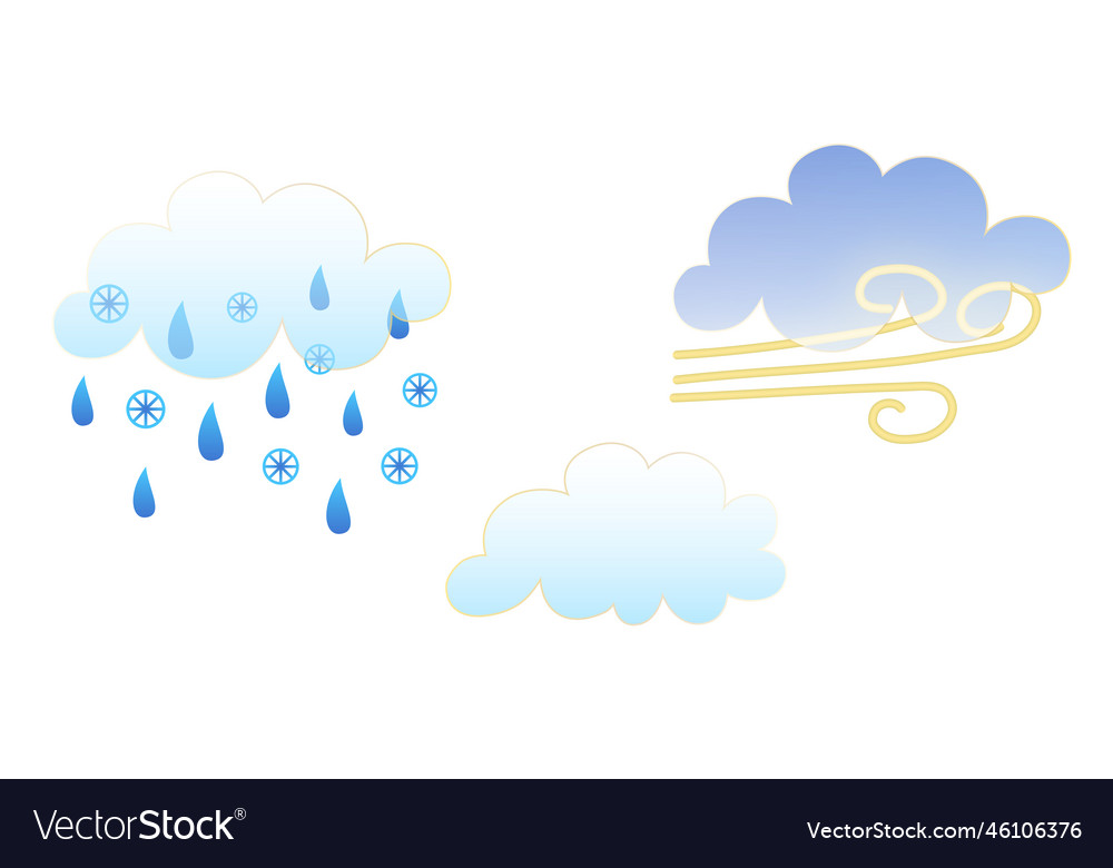 Set of weather icons glassmorphism style symbols Vector Image