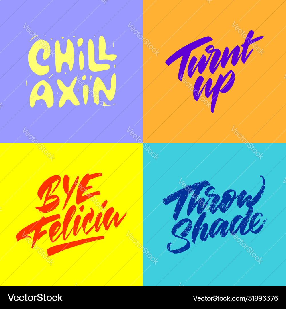Set slang american expressions hand lettering Vector Image