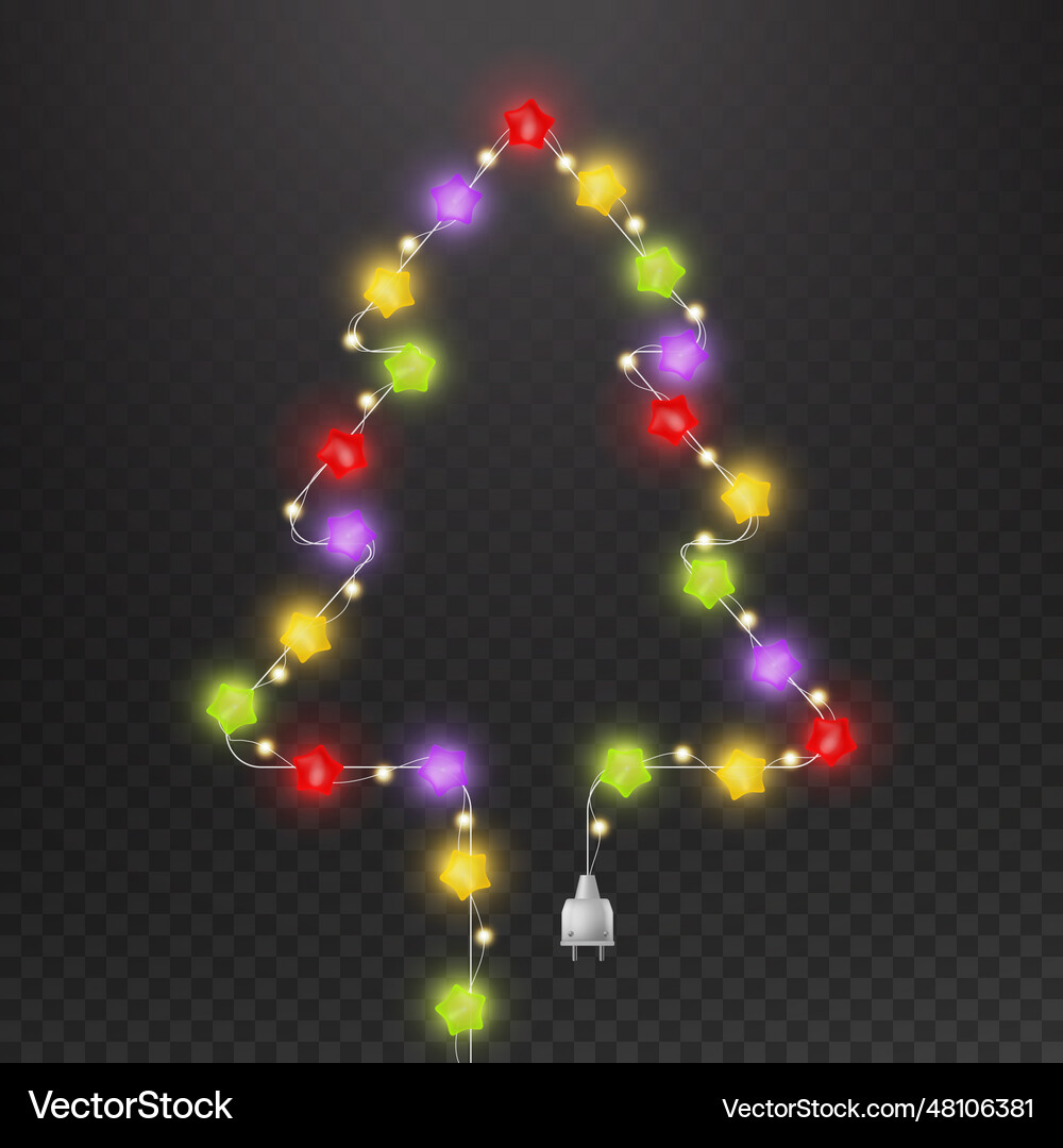 Christmas tree with light garland fir-tree shape Vector Image