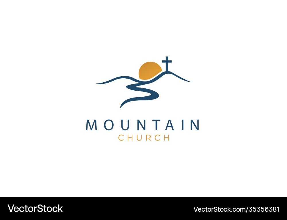 Church logo designs mountain with sun Royalty Free Vector