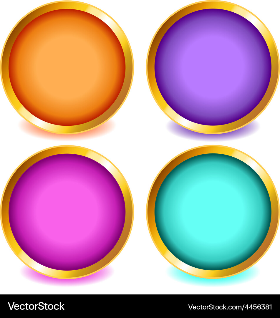 Colorful buttons with gold bevel-set2 Royalty Free Vector