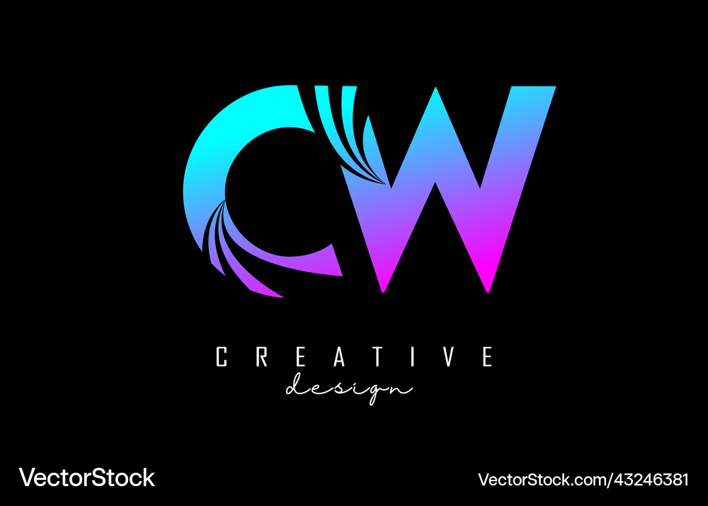 Creative colorful letters cw c w logo Royalty Free Vector