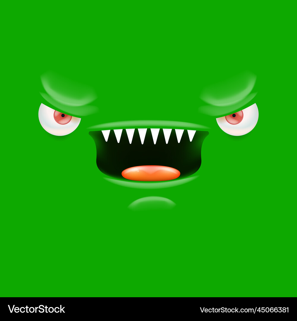 Funny angry green monster face with open Vector Image