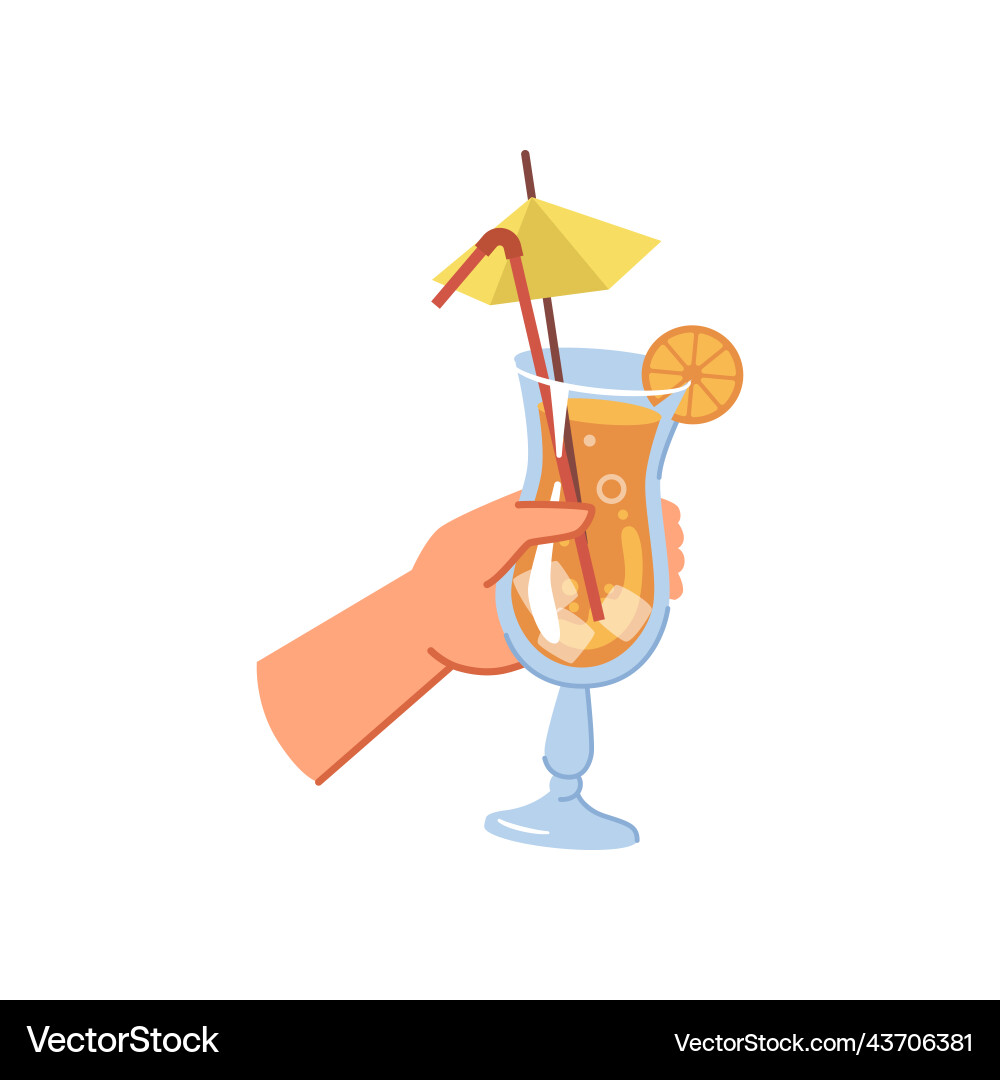 Hand cheers with cocktail summer refreshing drink Vector Image