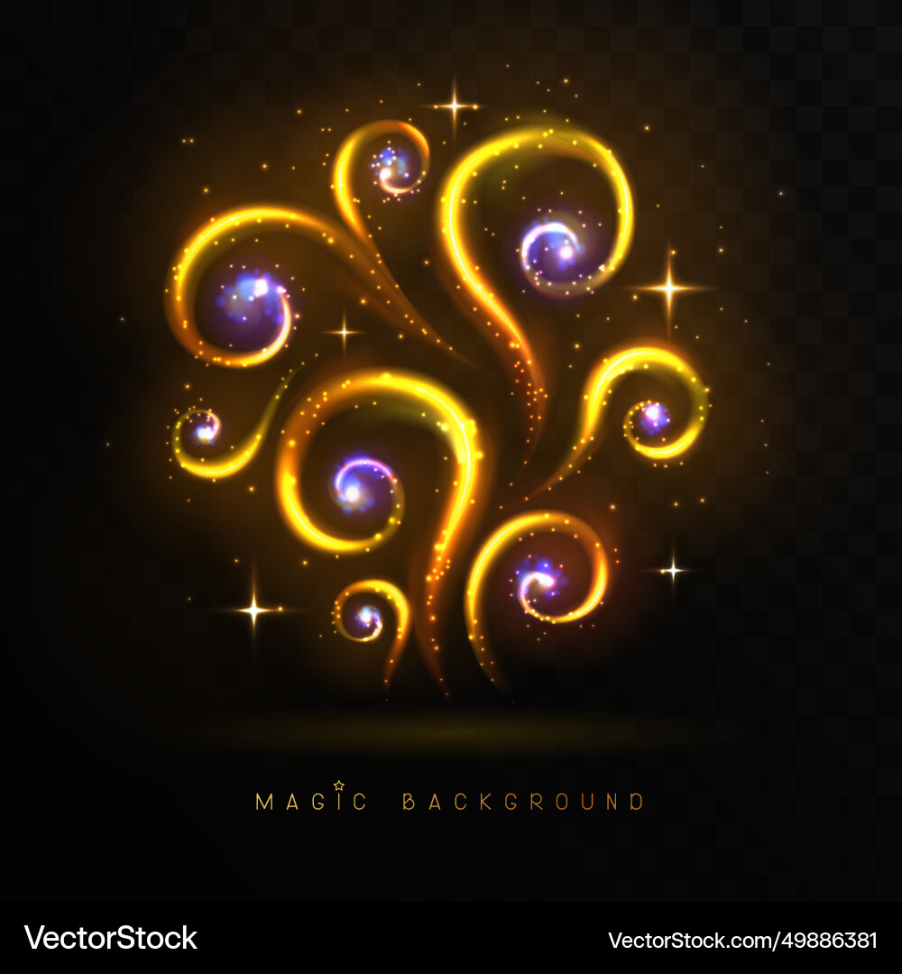 Magic golden glowing shiny trail or spirals Vector Image