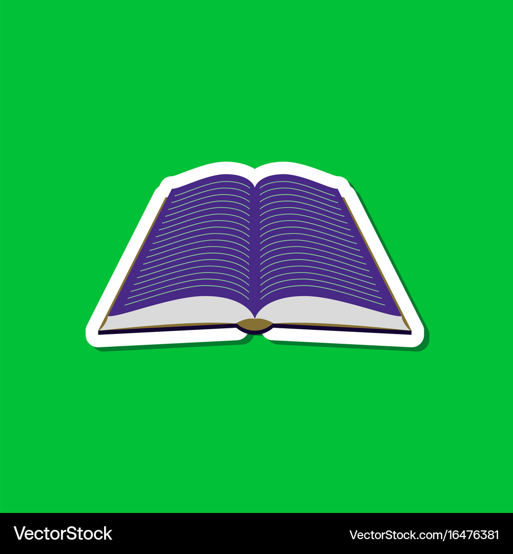 Paper sticker on stylish background open book Vector Image