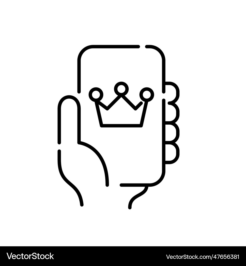 Premium membership on an app crown on smartphone Vector Image
