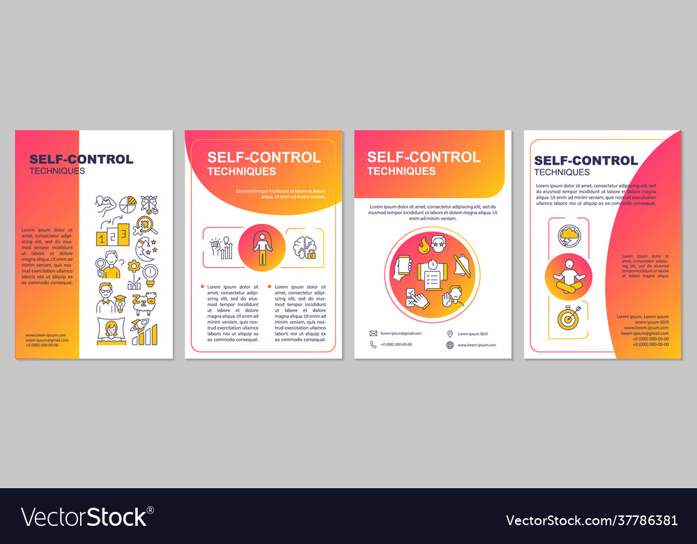 Self control techniques brochure template Vector Image