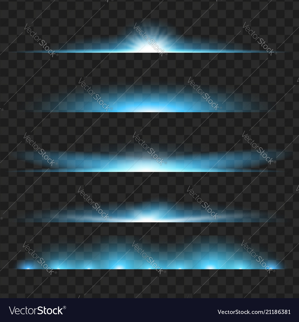Set of blue glowing light effect isolated Vector Image