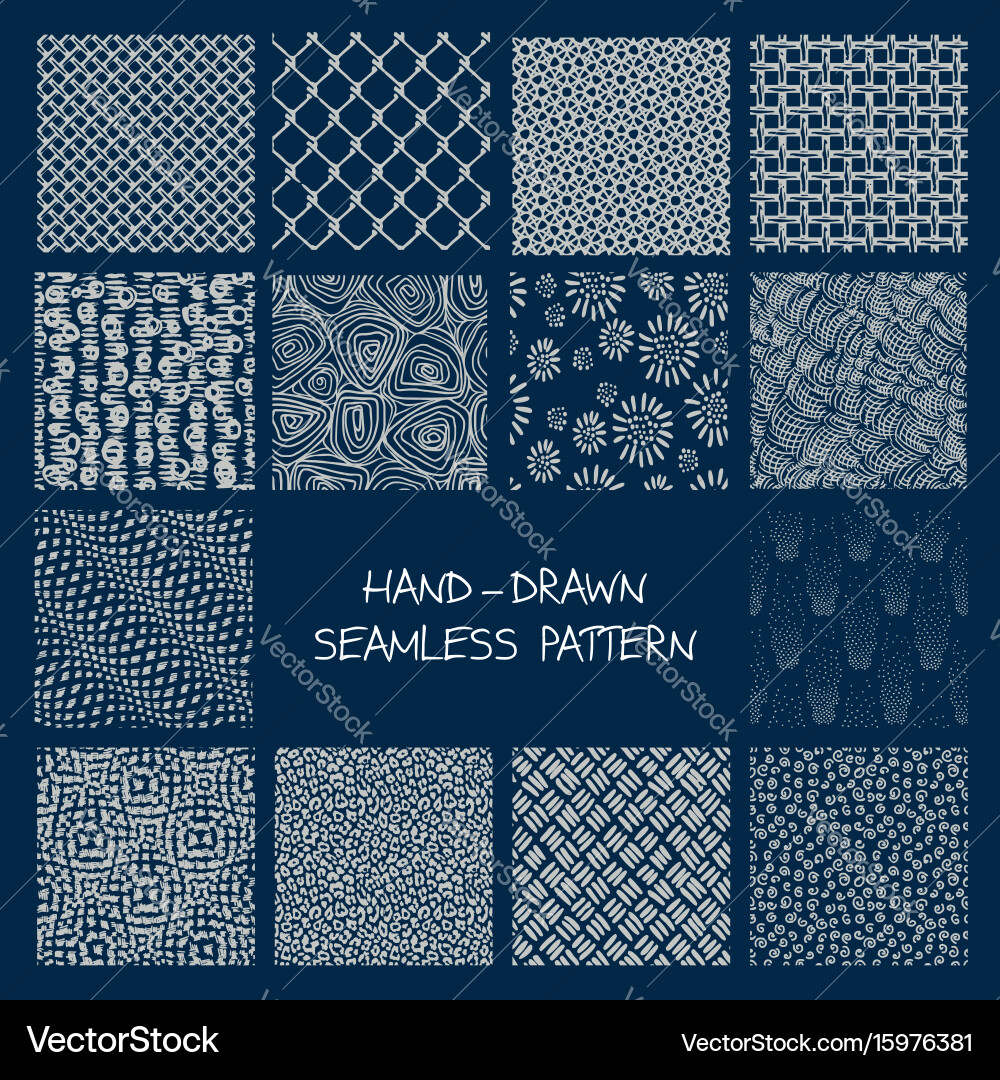 Set of hand drawn marker and ink patterns Vector Image