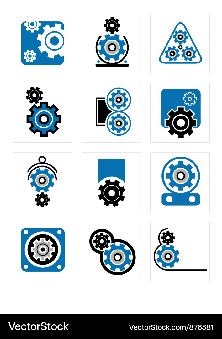 Set of symbols gear Royalty Free Vector Image - VectorStock