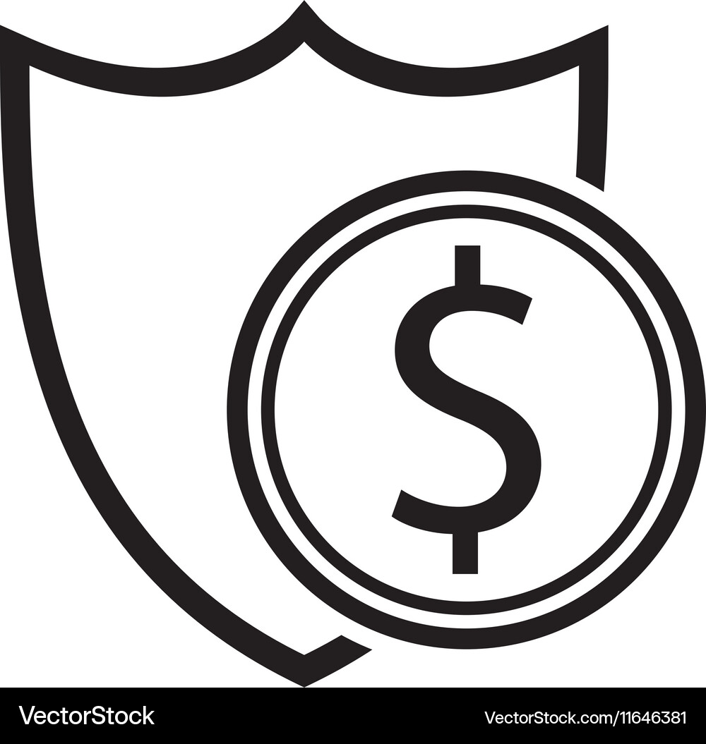 Shield and money coin icon Royalty Free Vector Image
