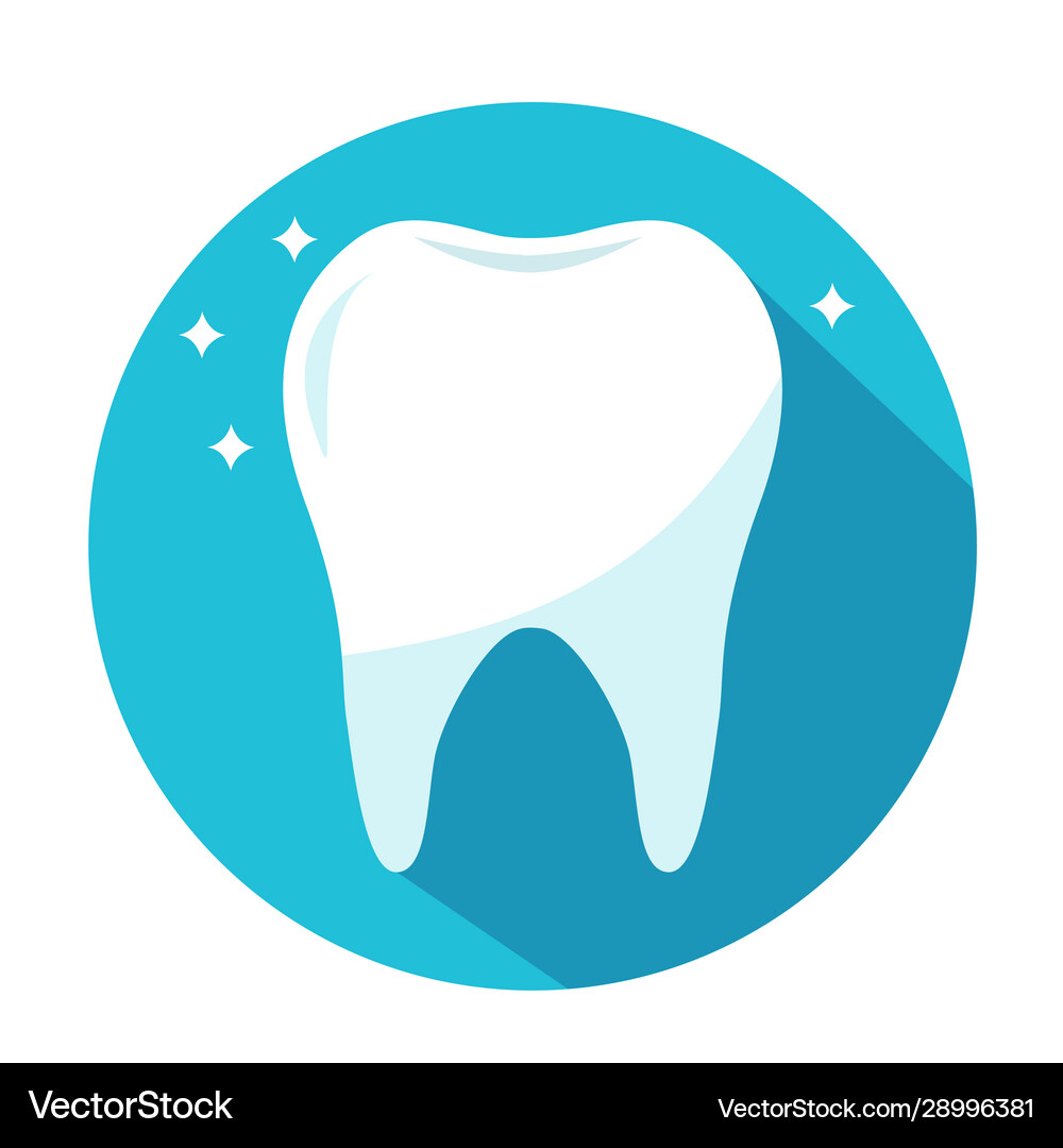 Shiny healthy tooth in blue circle dentistry Vector Image