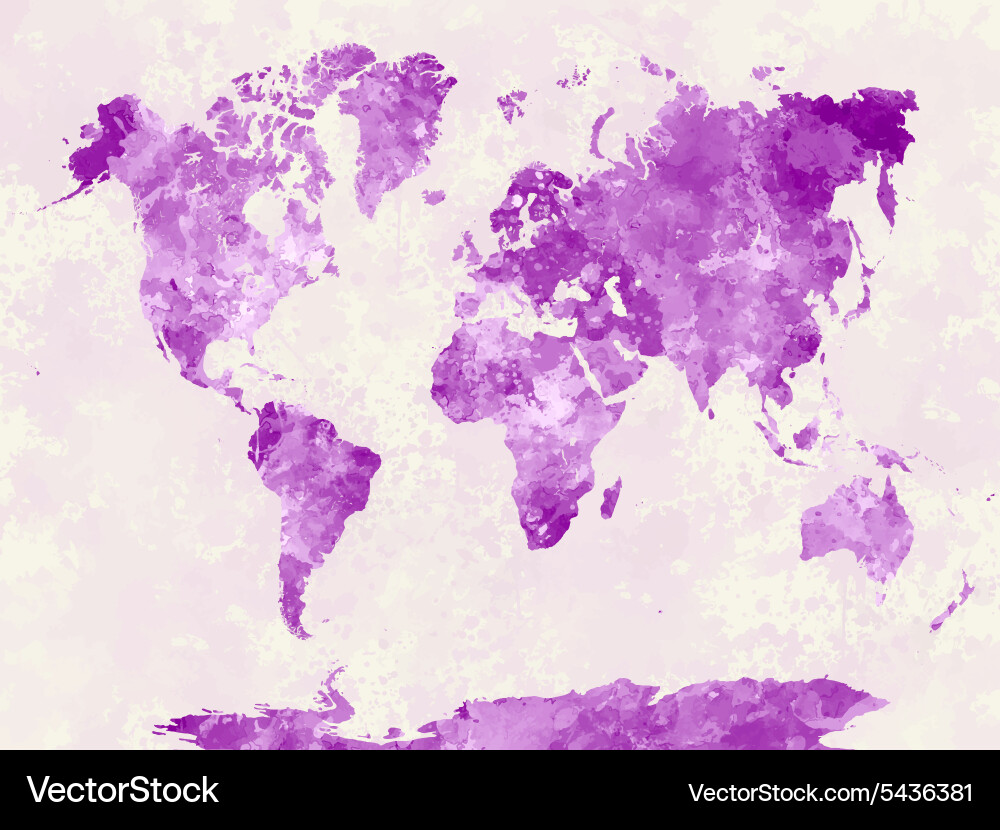 World map in watercolor pink Royalty Free Vector Image