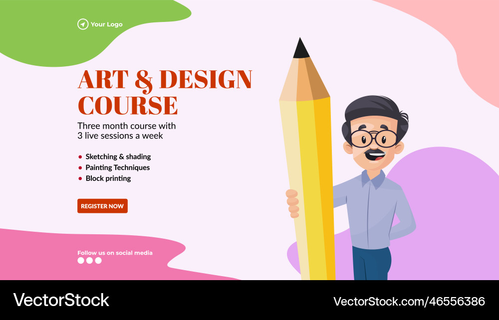 Art and design course landscape banner design Vector Image