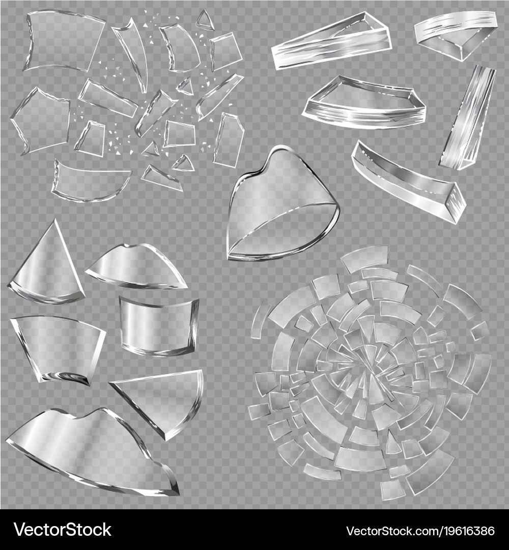 Broken glass sharp pieces of window Royalty Free Vector