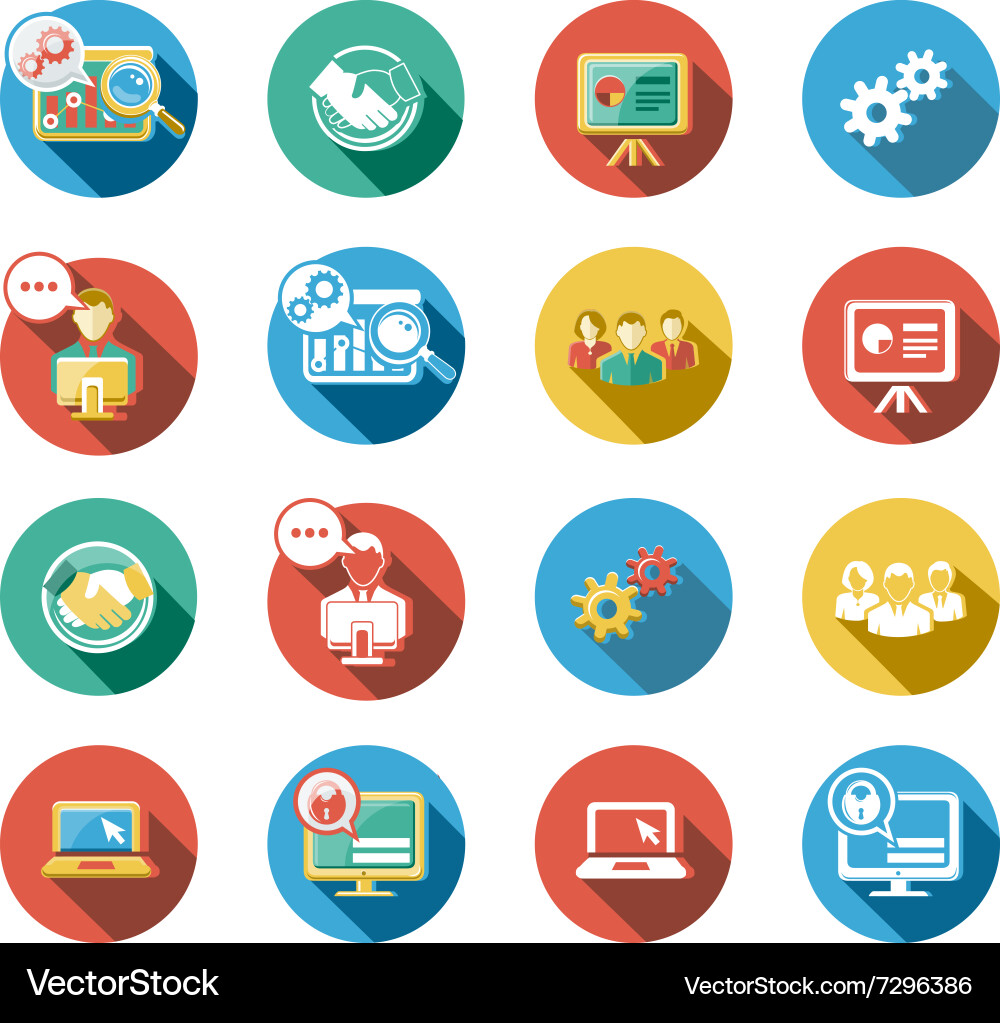 Business and startup flat icons set Royalty Free Vector