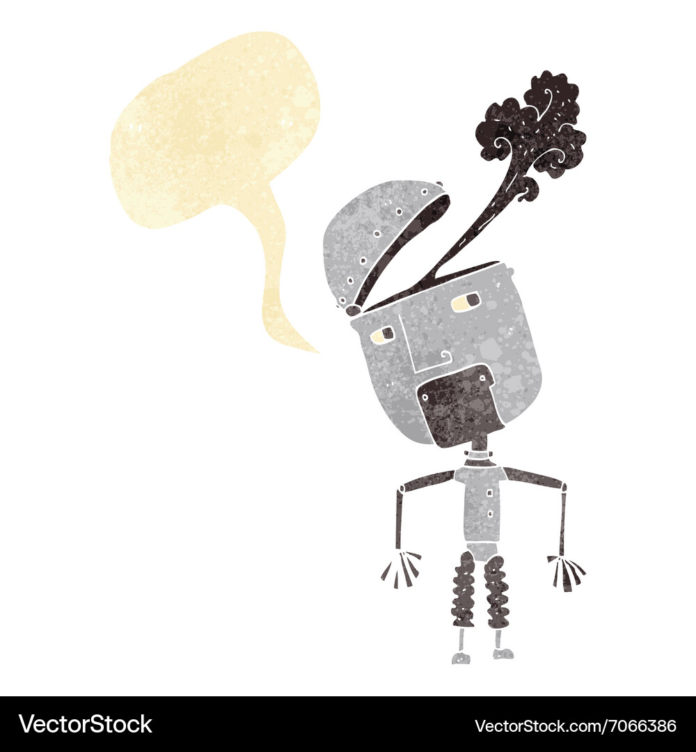 Cartoon funny robot with speech bubble Royalty Free Vector