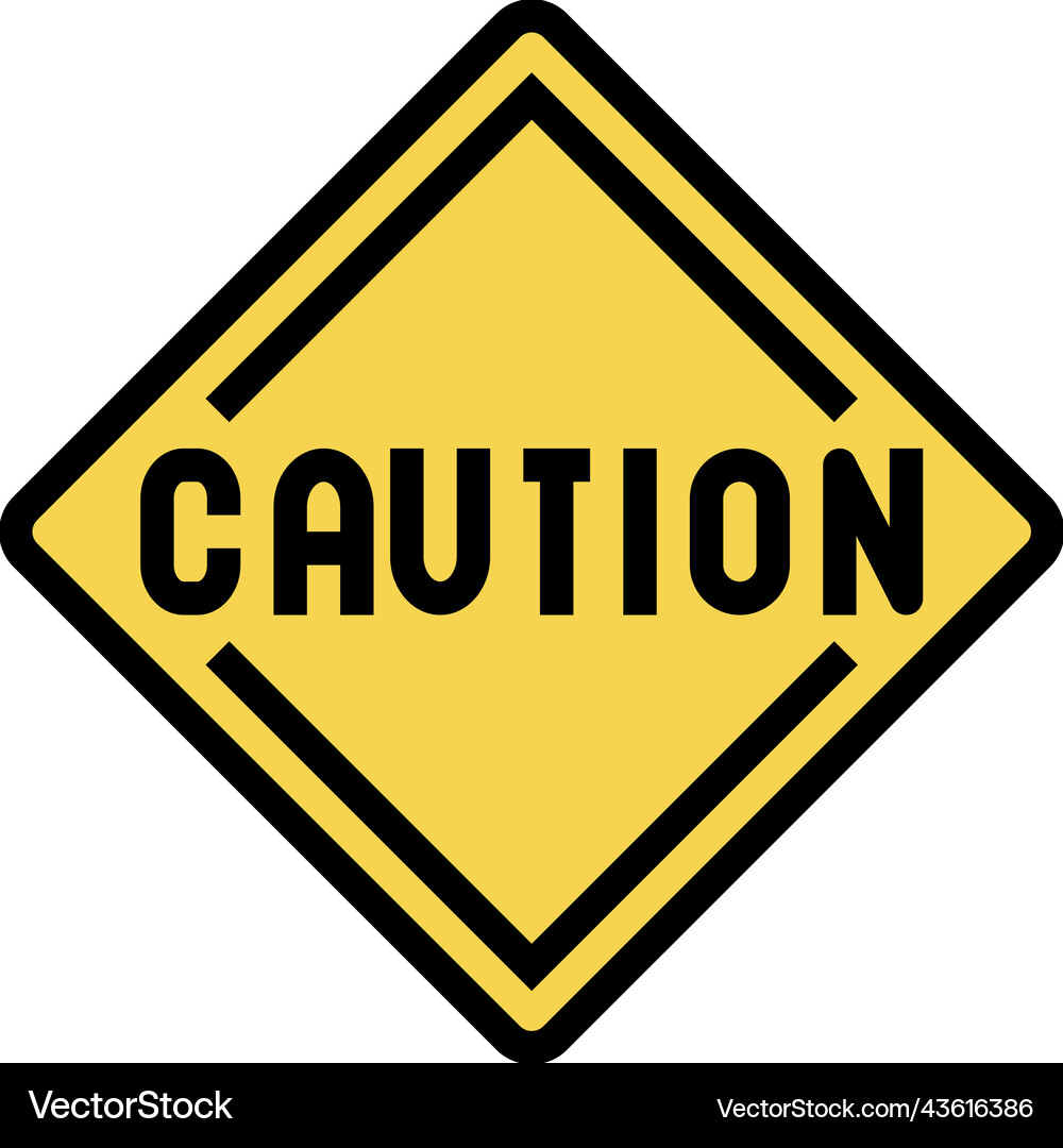 Caution road sign color icon Royalty Free Vector Image