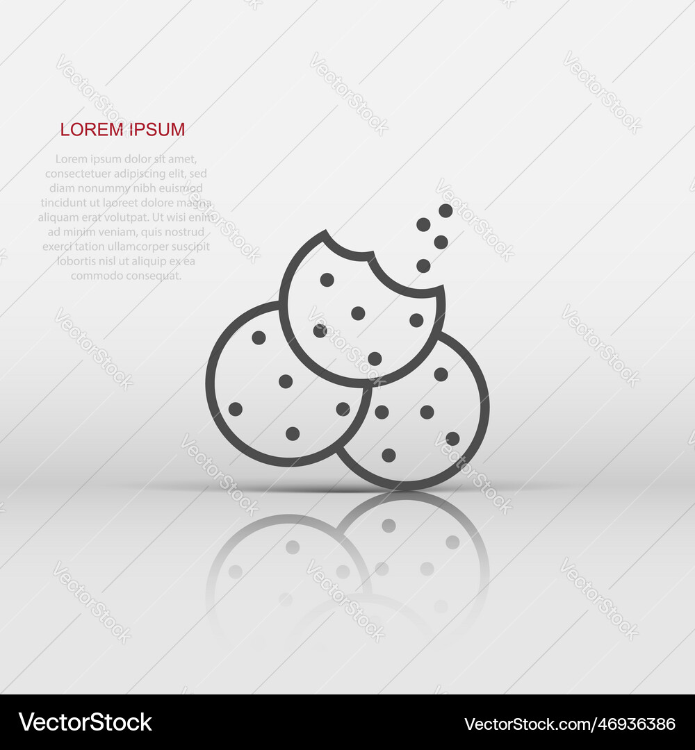 Cookie icon in flat style chip biscuit sign Vector Image