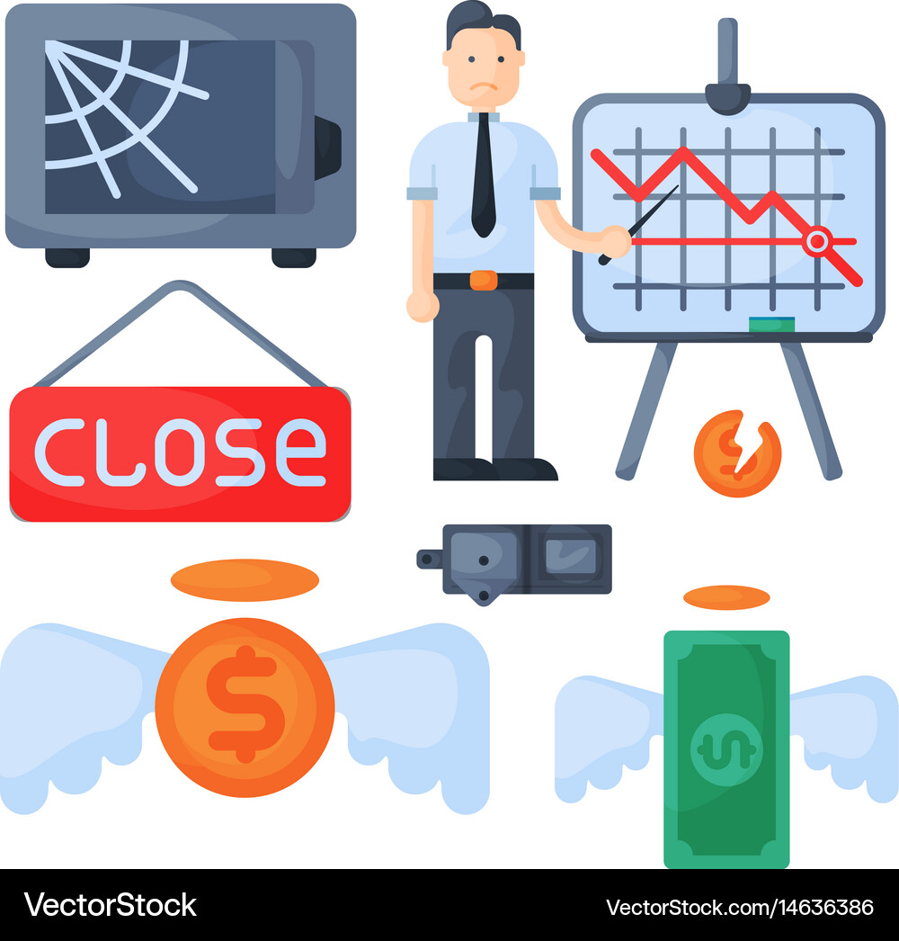 Crisis symbols concept problem economy banking Vector Image