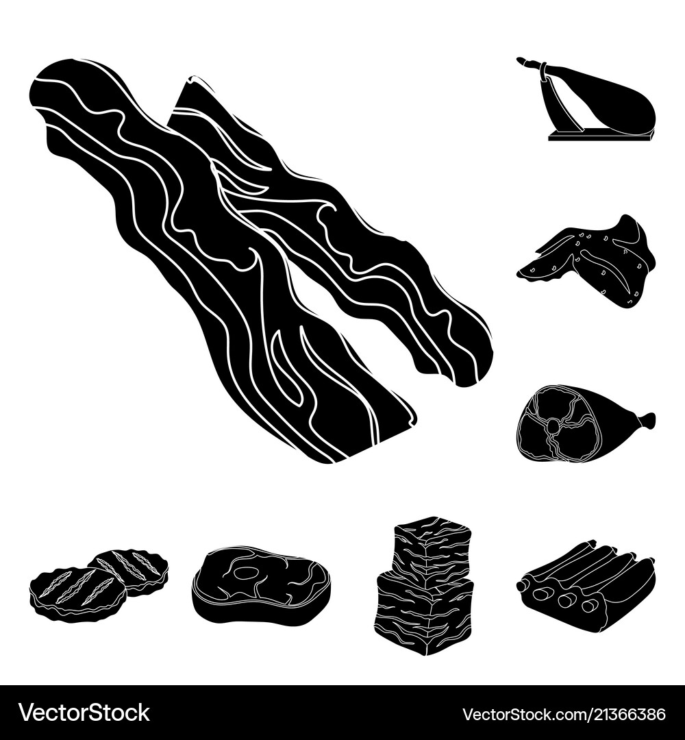 Different meat black icons in set collection Vector Image