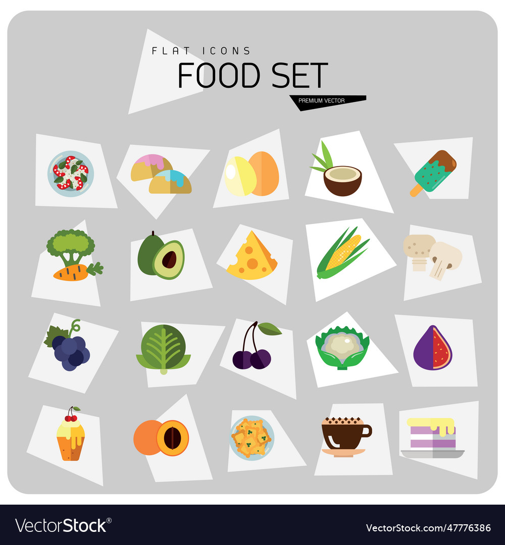 Food icons set Royalty Free Vector Image - VectorStock