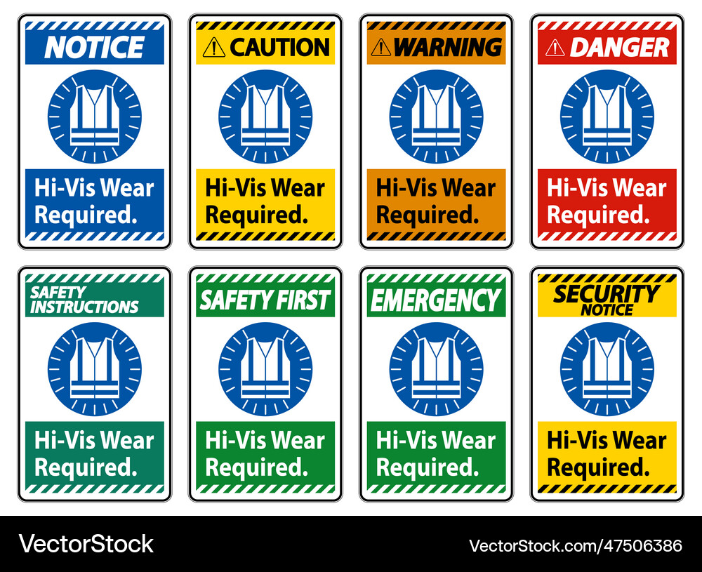 Hi-vis wear required on white background Vector Image