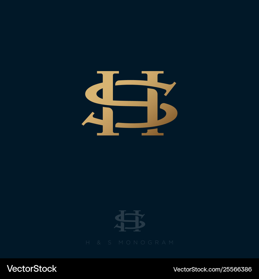 S and h monogram consist intertwined lines Vector Image