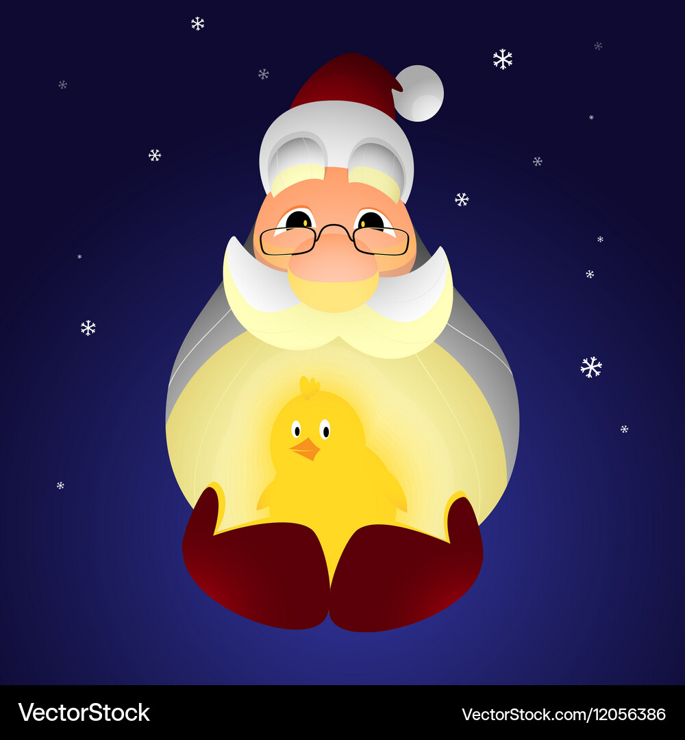 Santa claus holding a chicken Royalty Free Vector Image