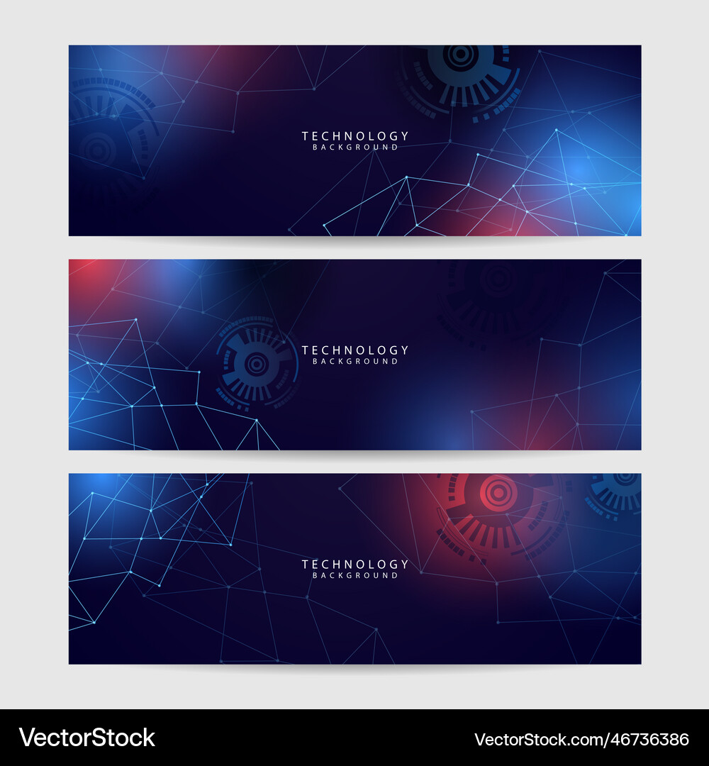 Set of blue futuristic science technology network Vector Image
