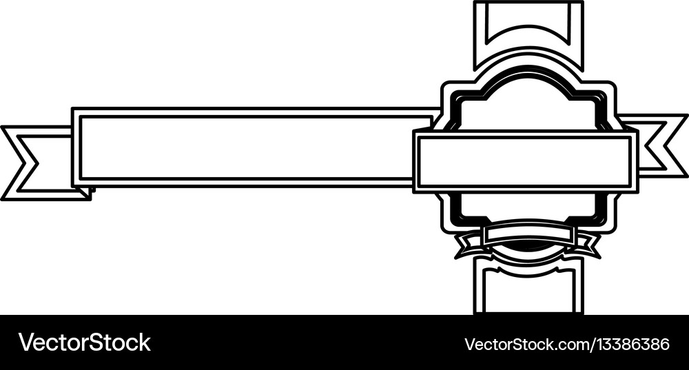 Silhouette heraldic border with long ribbon Vector Image
