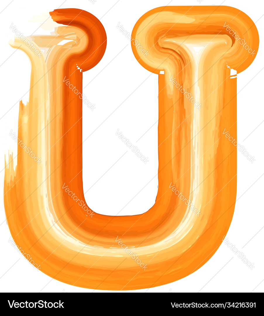 Abstract oil paint letter u Royalty Free Vector Image
