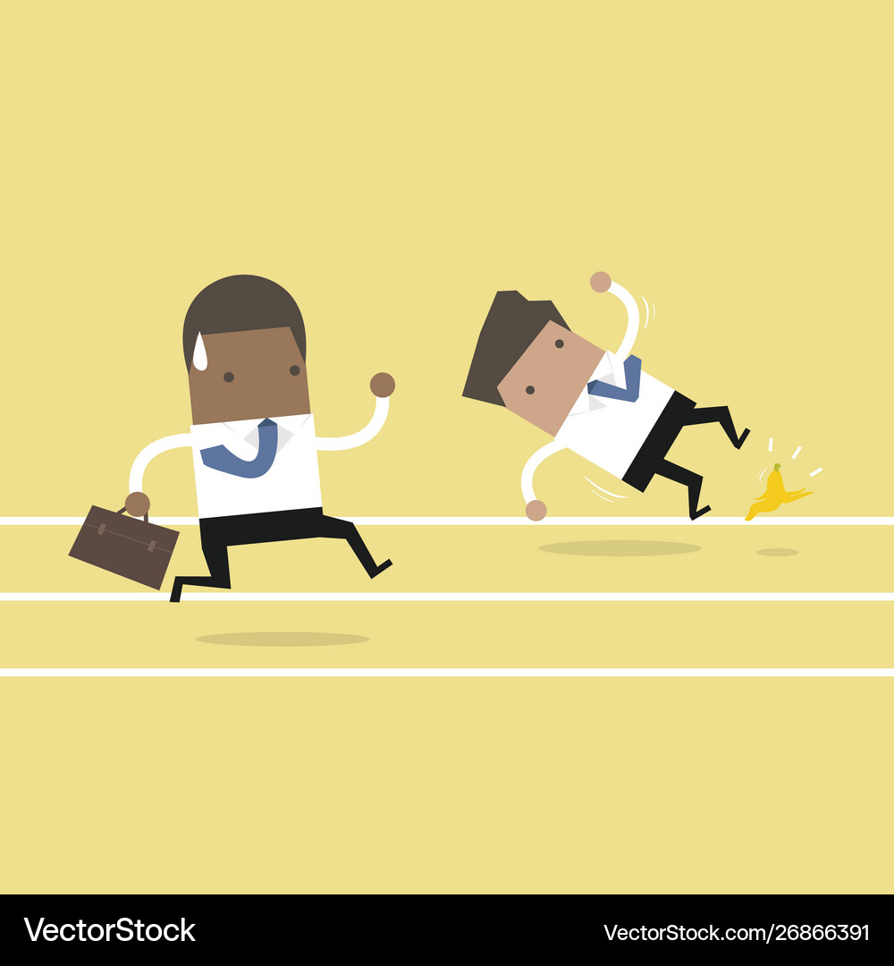African businessman running with his competitor Vector Image