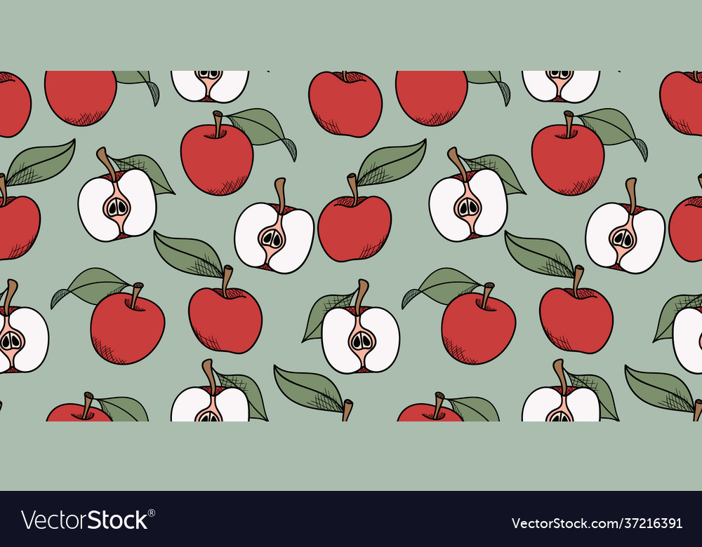 Apple seamless pattern background Royalty Free Vector Image