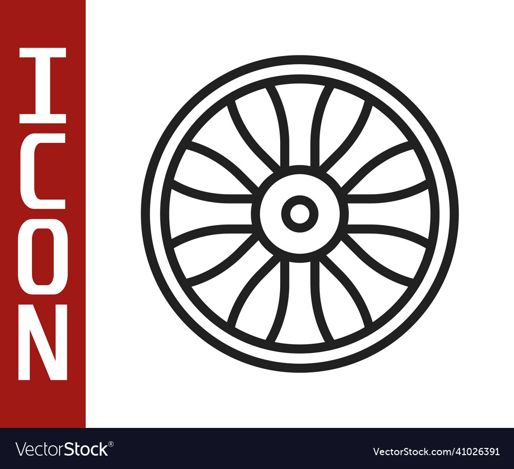 Black line alloy wheel for car icon isolated Vector Image