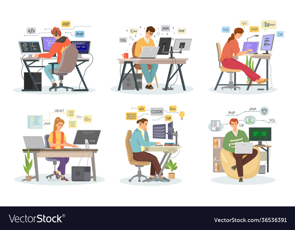 Create Code Programming Language Php Html C Vector Image
